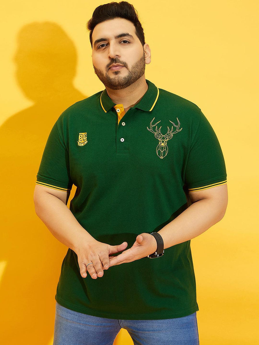 Men Plus Size Thom-Green Solid Polo Tshirt – bigbanana