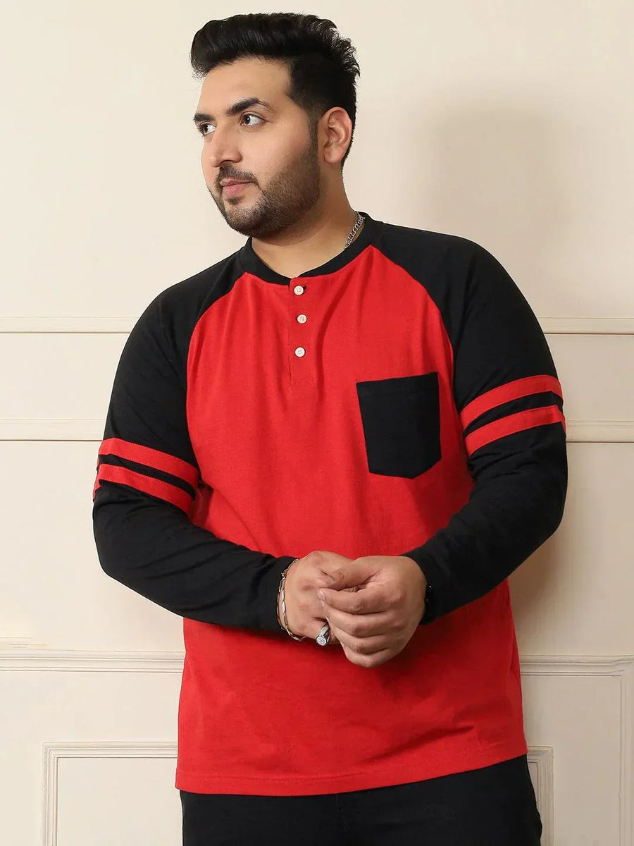 Men Plus Size Maje-10 Colorblock Henley Tshirt – bigbanana